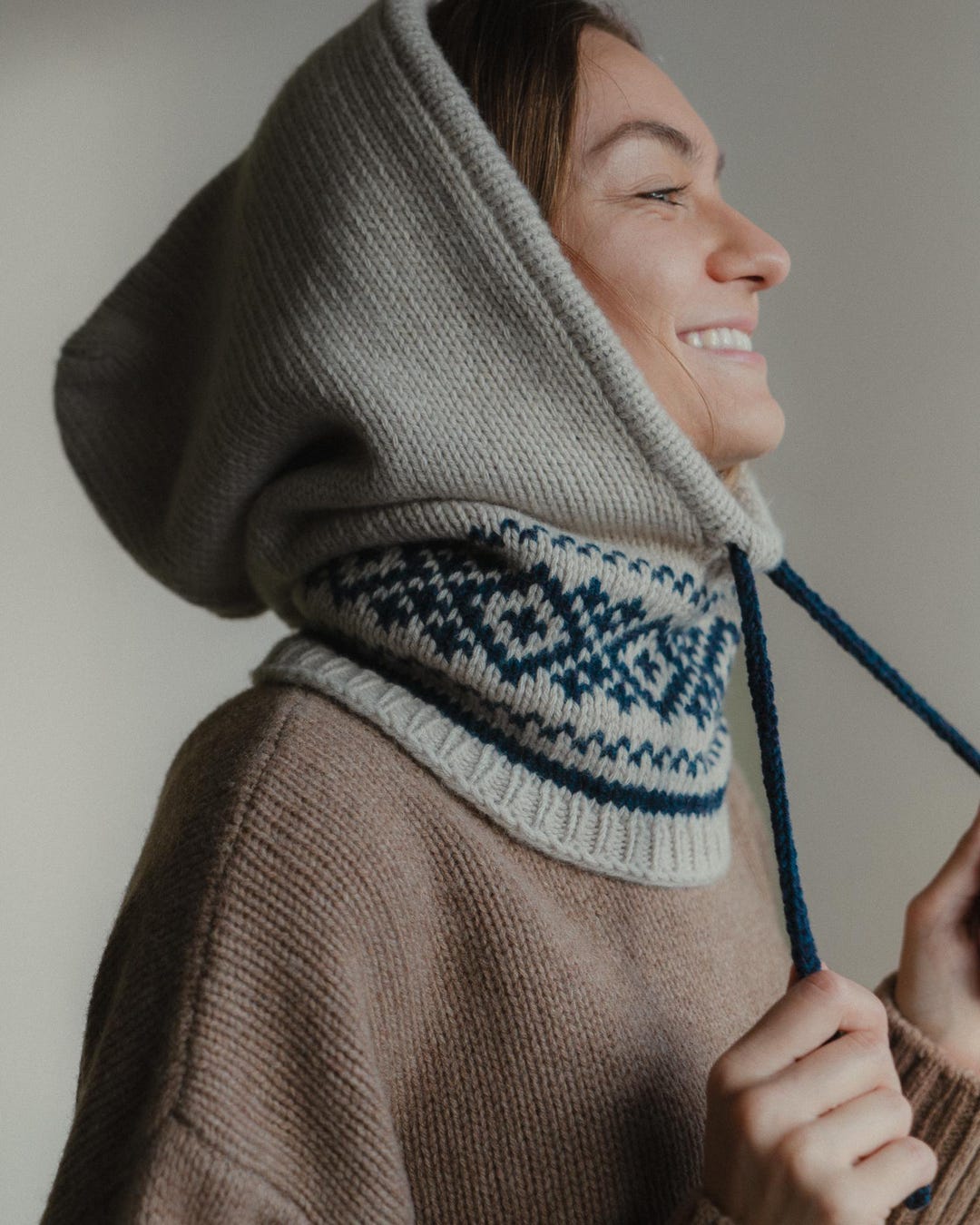 Balaclava Hooded Cowl, Boho Knitted Hood, Woolen Hood in Scandinavian ...