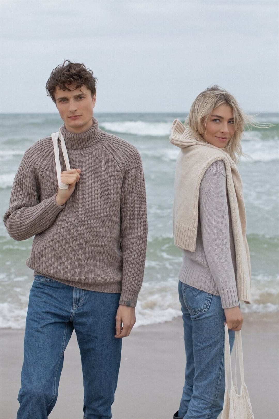 Merino Wool Men Turtleneck, Natural Woolen Men's Pullover Sweater, Men ...