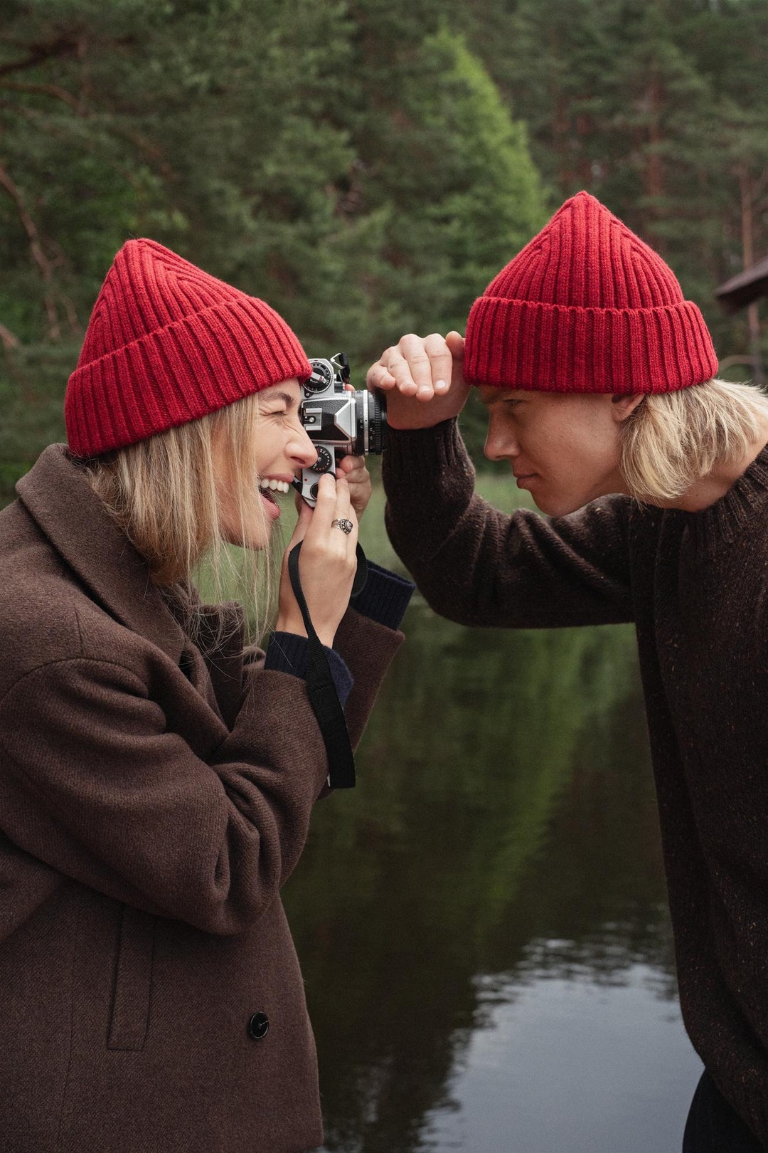 Hand Knitted Wool Beanie Hat for Couples, Merino Fisherman Ribbed Knit ...