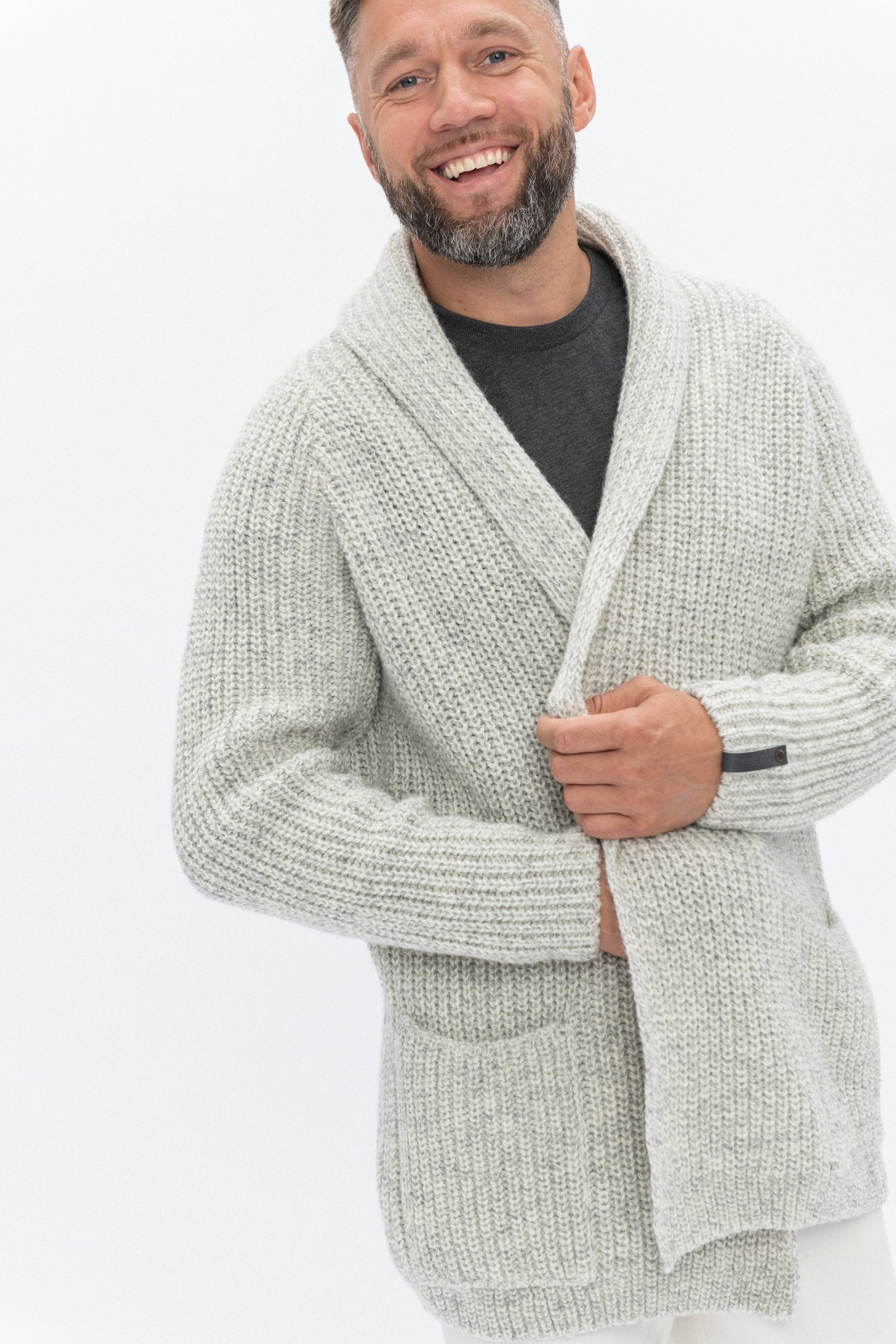 Soft Merino Wool Men's Cardigan Hand Knitted Woolen - Etsy