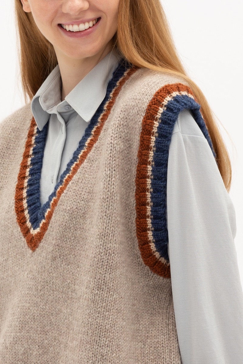 Merino Wool Vest, Knitted Woolen Minimalist Vest, Loose Fit Merino Wool Vest, Knitted Woolen Minimalist Vest, Loose Fit