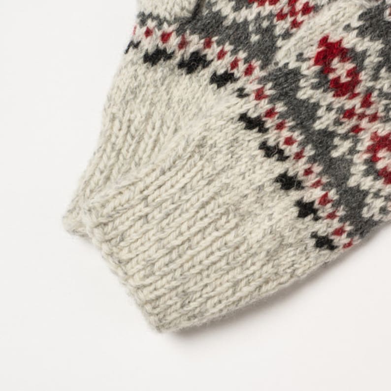 Knitted Natural Wool Mittens, Scandi Style Warm Unisex Gloves, 100% ...