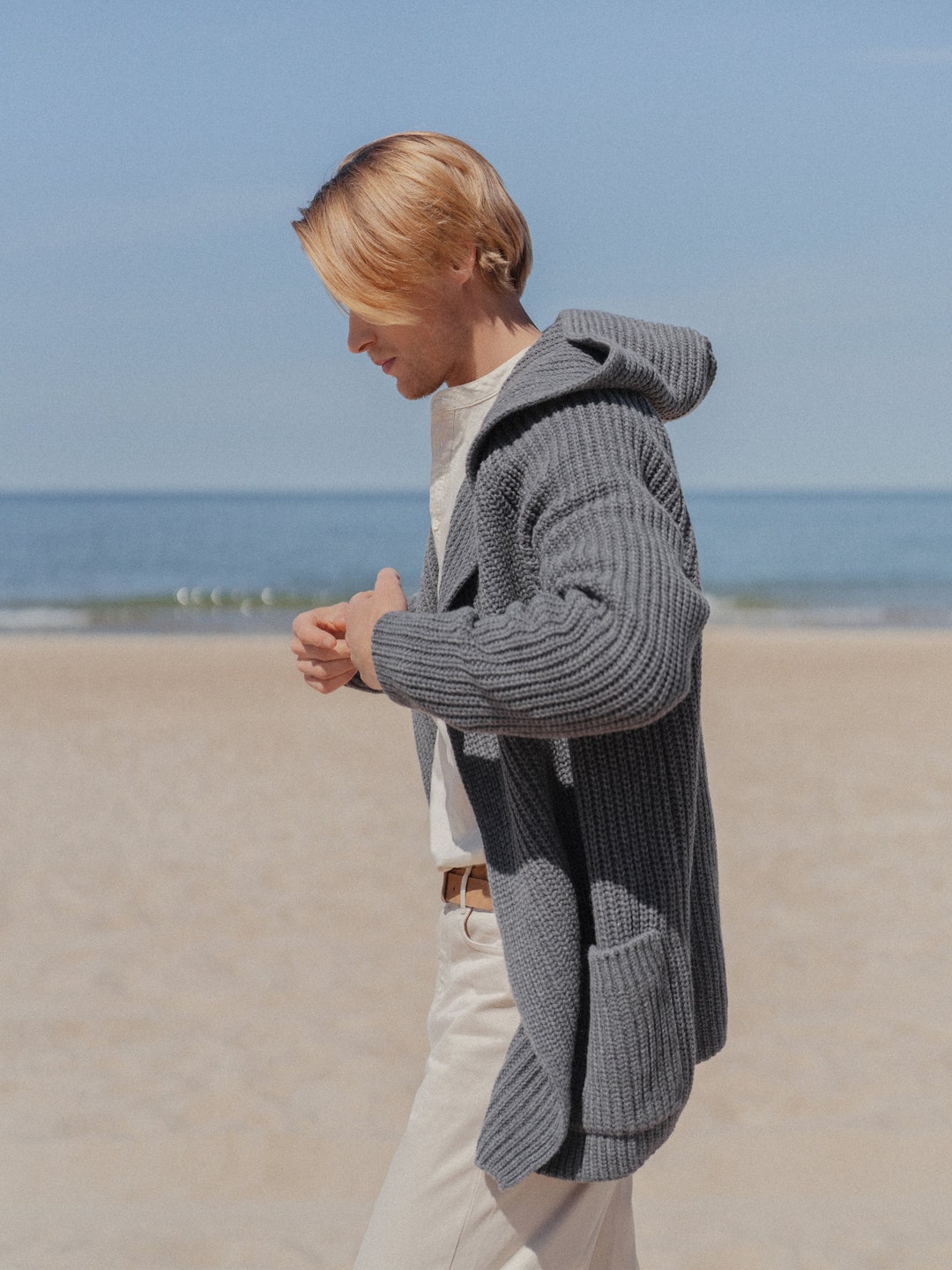 Open Front Cardigan for Man Soft Merino Wool Men's - Etsy