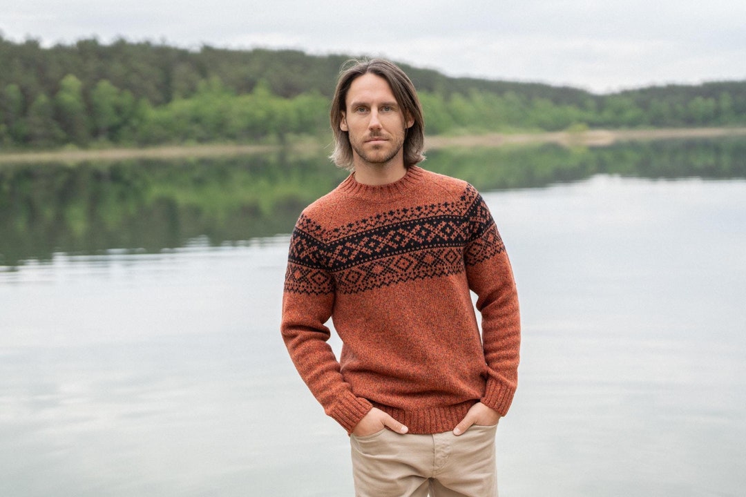 Merino Wool Sweater for Man, Knitted Mens Sweater in Scandi Style, Hand ...