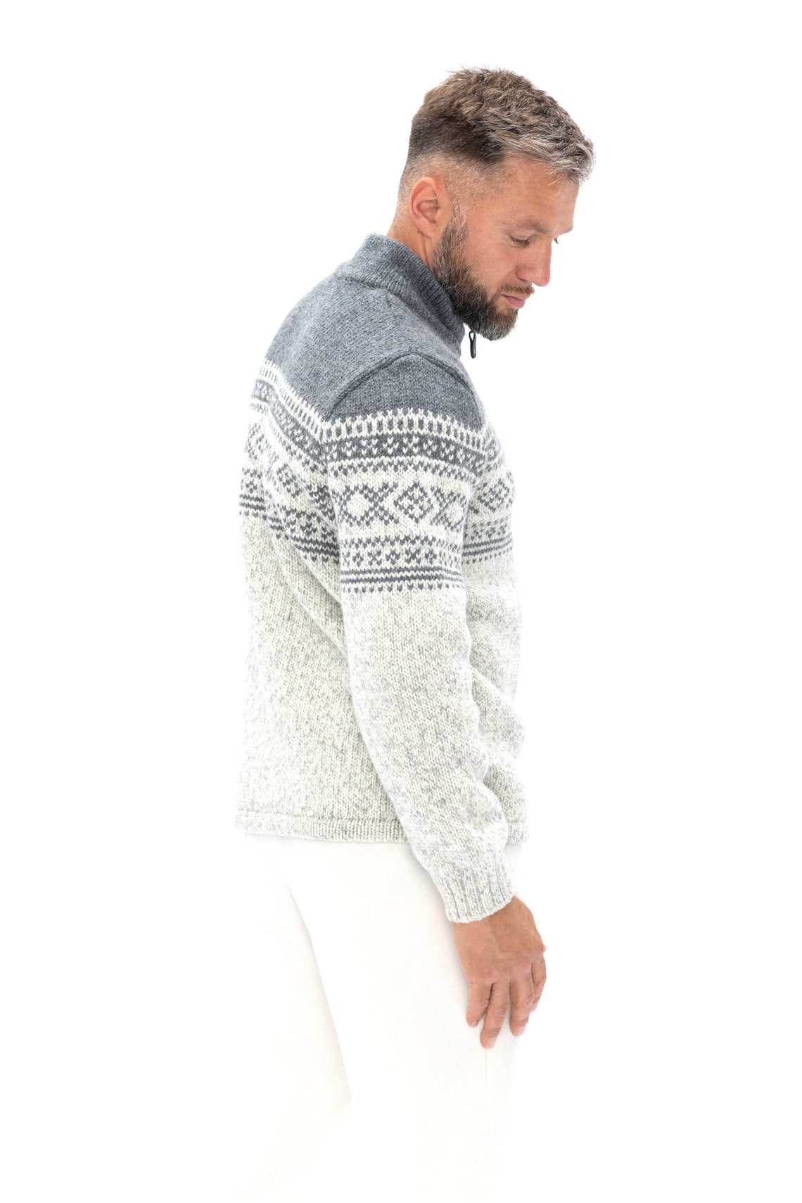 New Wool Sweater for Men With Ornaments Scandinavian Style - Etsy