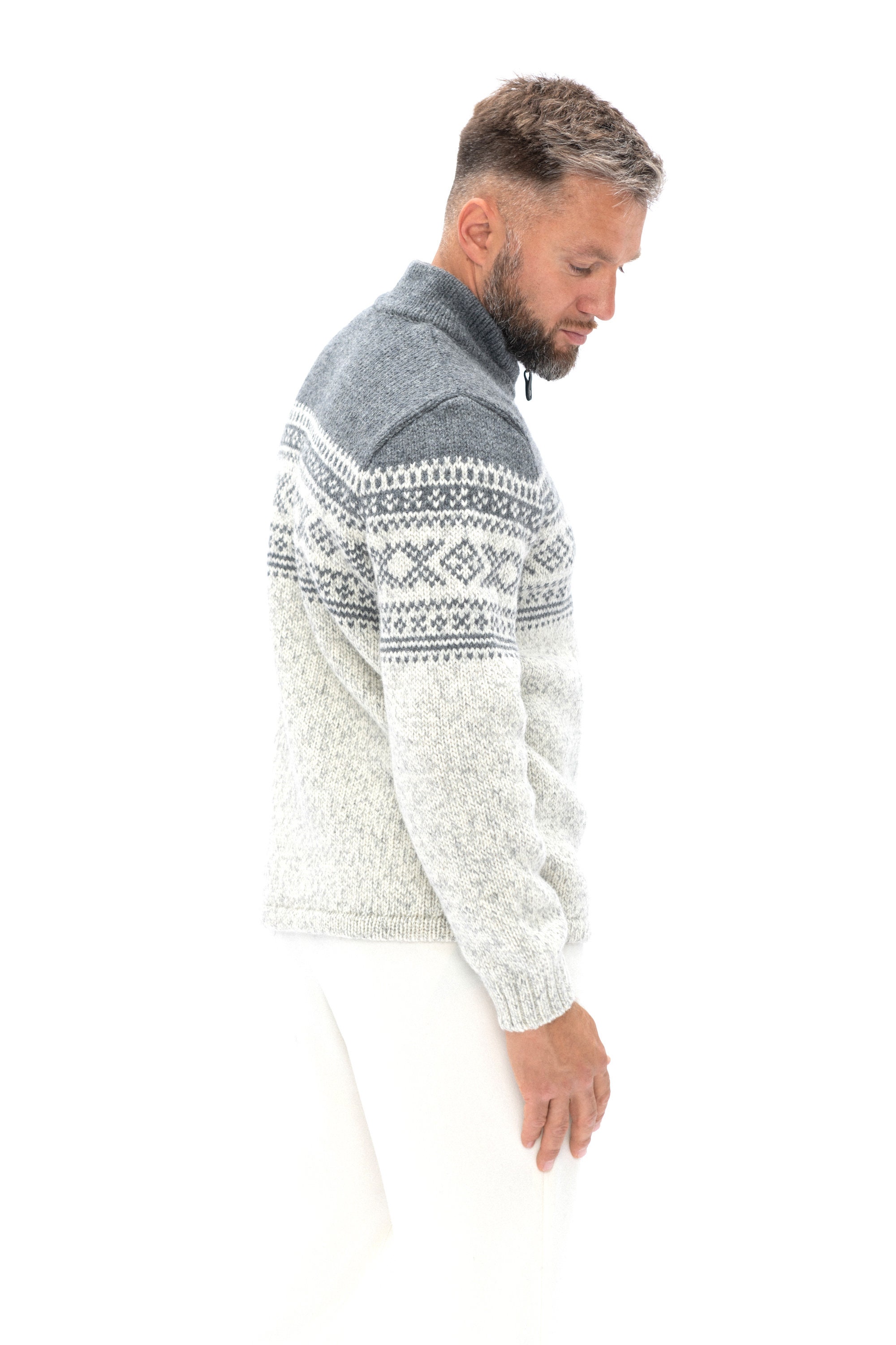 New Wool Sweater for Men With Ornaments, Scandinavian Style 100% Woolen ...