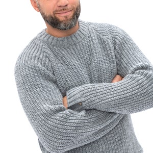 Mens Merino Wool Crew Neck Sweater Knitted Woolen Pullover - Etsy