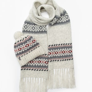 Long Woolen Scarf, Pattern for Christmas, Christmas Gift Idea, Natural ...