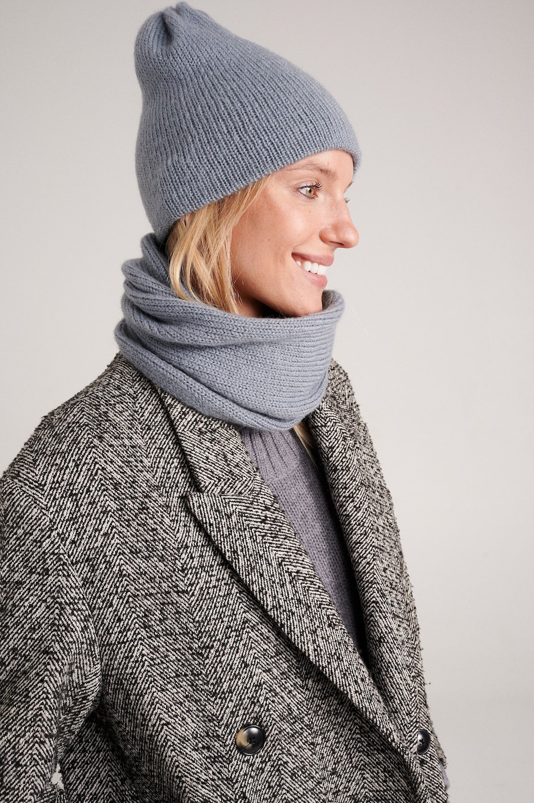 Mohair Wool Cap and Scarf, Hand Knitted Woolen Winter Accessories, Soft ...