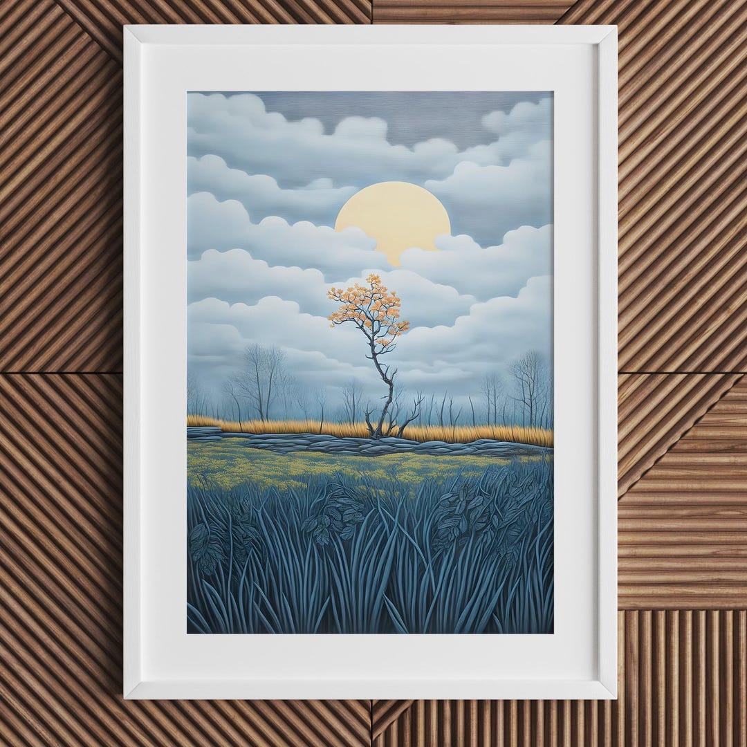 Tree Moon Poster, Tree Illustration, Enchanted Tree, Moonlight Tree Art ...