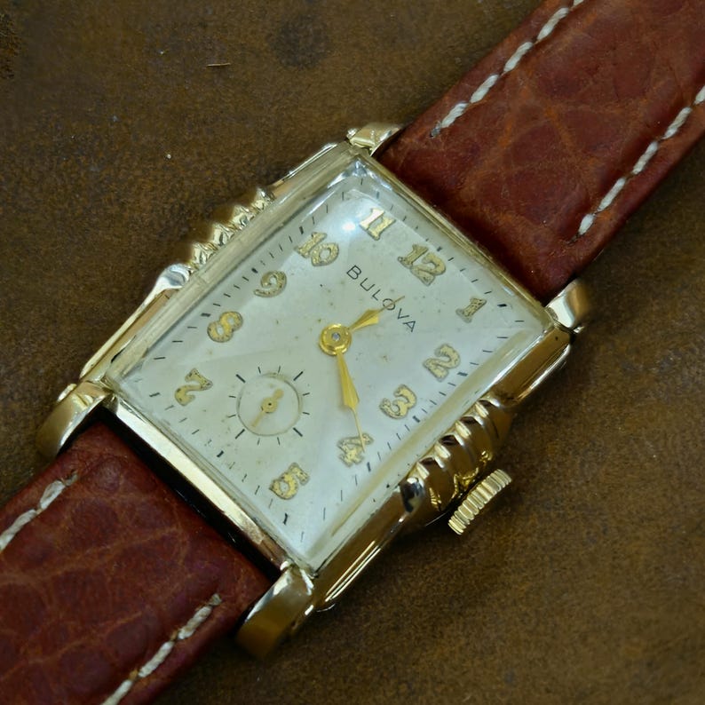 1952 Bulova Mens Watch President Type A Bow Tie Dial 10kt Gold Filled ...