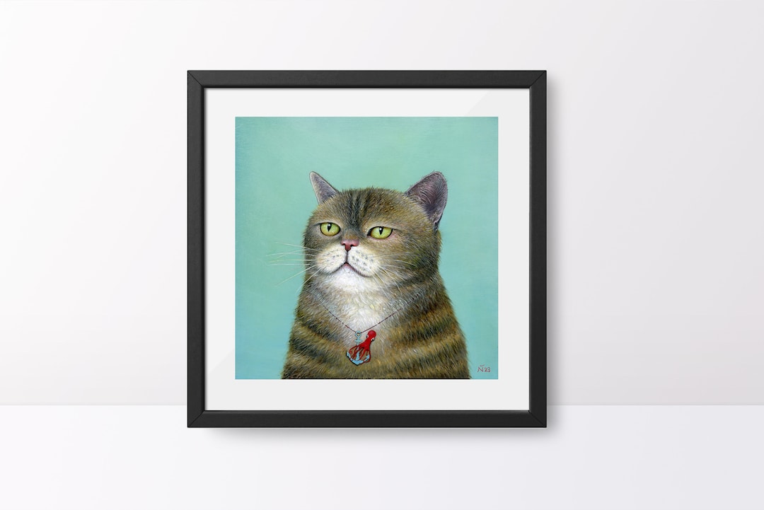 Cat Art Print, Quirky Cat Art, Quirky Wall Art, Pet Art, Animal Art ...