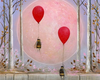 Original Acrylic Painting by Neil Thompson, Cat Painting, Balloon ...