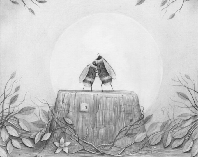 Original Pencil Drawing by Neil Thompson, Bee Sketch, Original Art, Bee ...