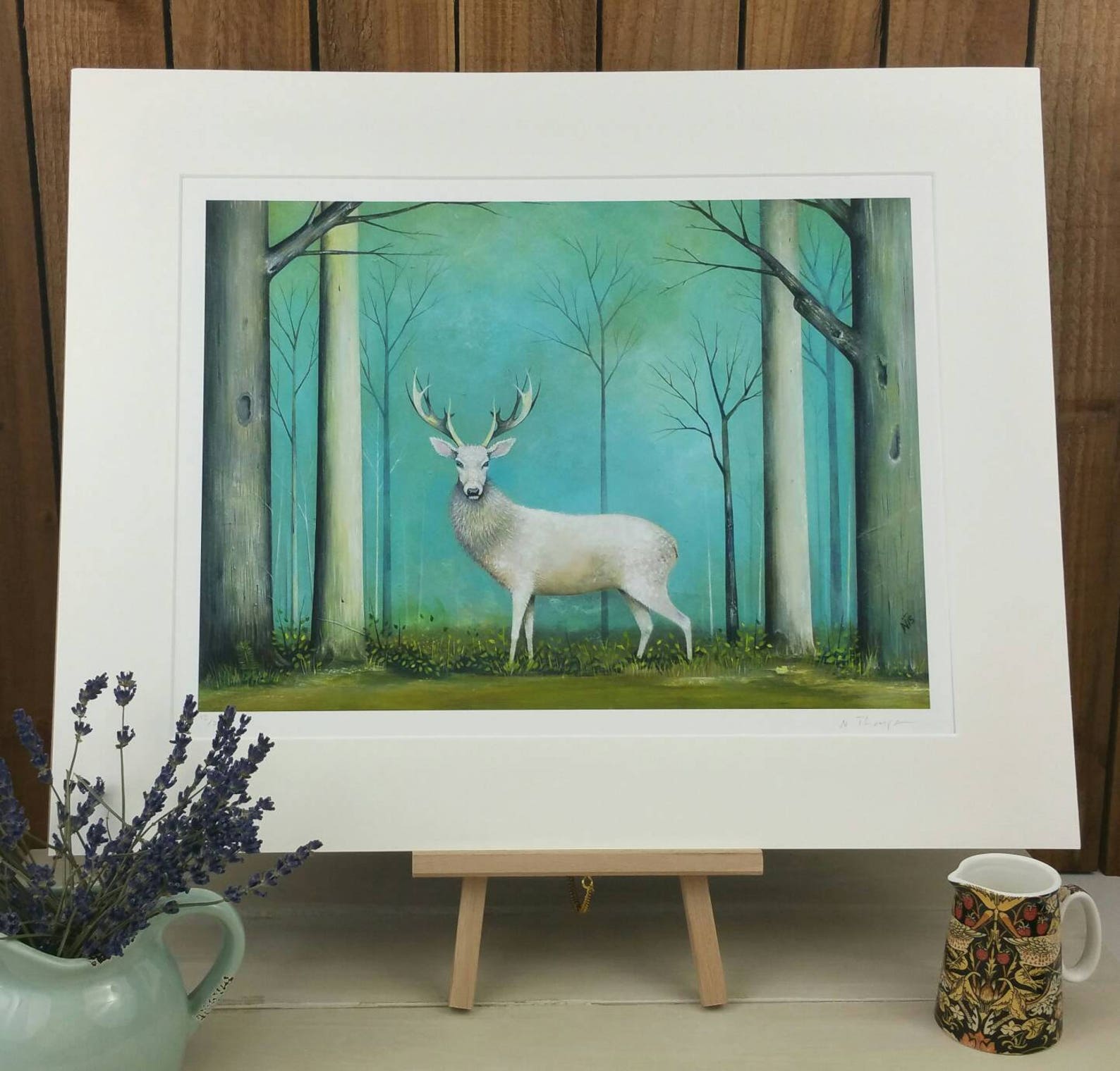 White Stag Print Stag Painting Woodland Painting Forest - Etsy