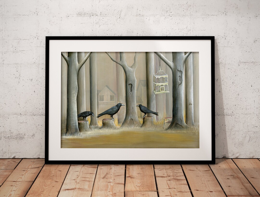 Bird Illustration, Crow Art, Raven Art Print, Nature and Wildlife, Wall ...