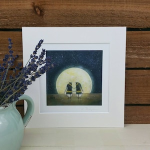 Moon and Bee Fine Art Print - Space Art - Nature Painting - Gift Idea ...