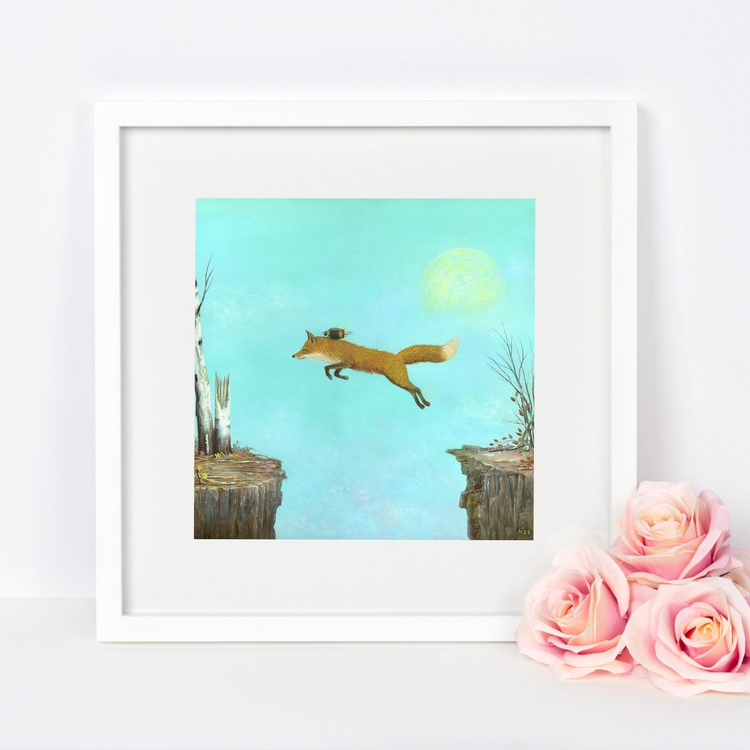 Fox Art Print, Red Fox Wall Art, Bee Art, Bumblebee Print, Wall Art ...