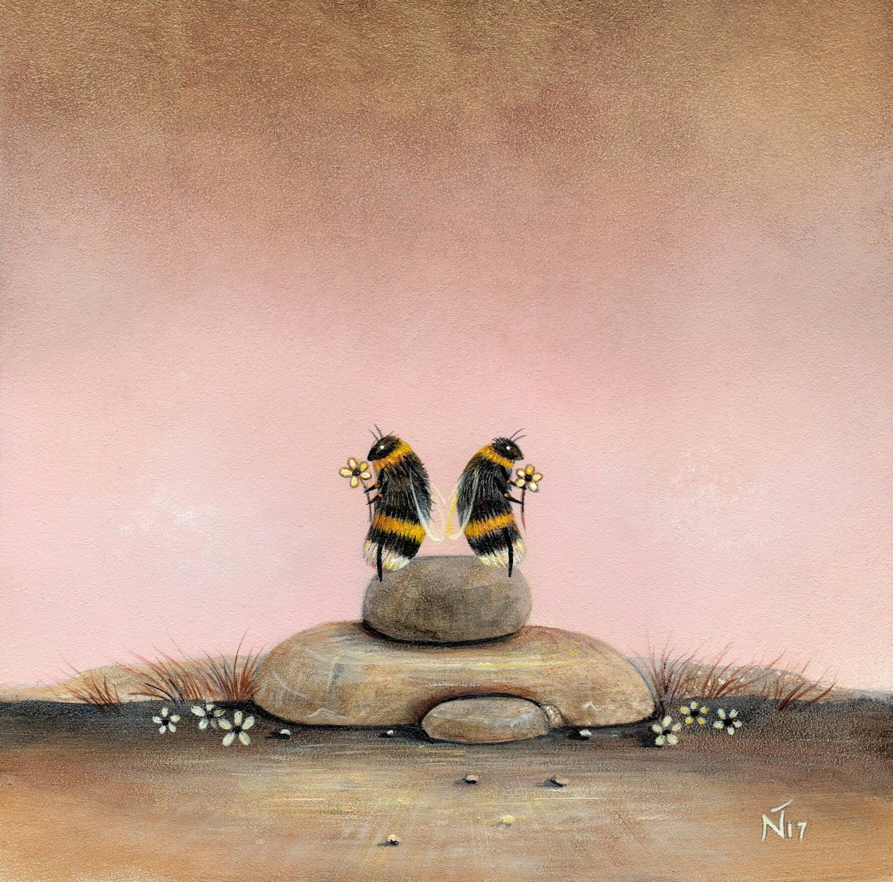 Bee Art Print, Engagement Gift, Insect Wall Art, Nature Artwork ...