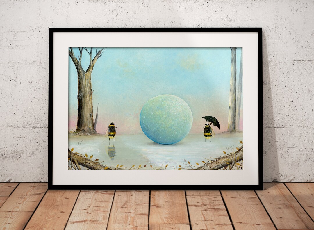 Bee Art, Bee Print, Insect Wall Art, Wall Decor, Nature Print, Moon Art ...