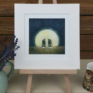 Moon and Bee Fine Art Print - Space Art - Nature Painting - Gift Idea ...