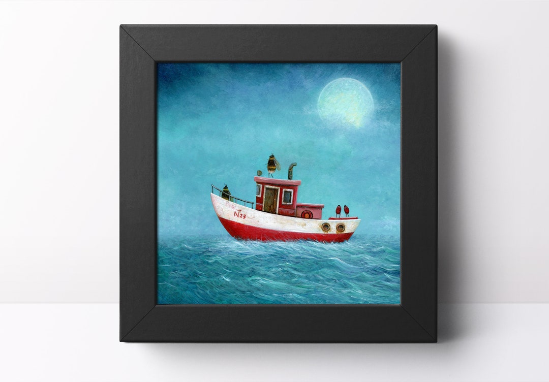 Boat Art Print, Boat Picture, Bee Art, Bumblebee Print, Quirky Gift ...