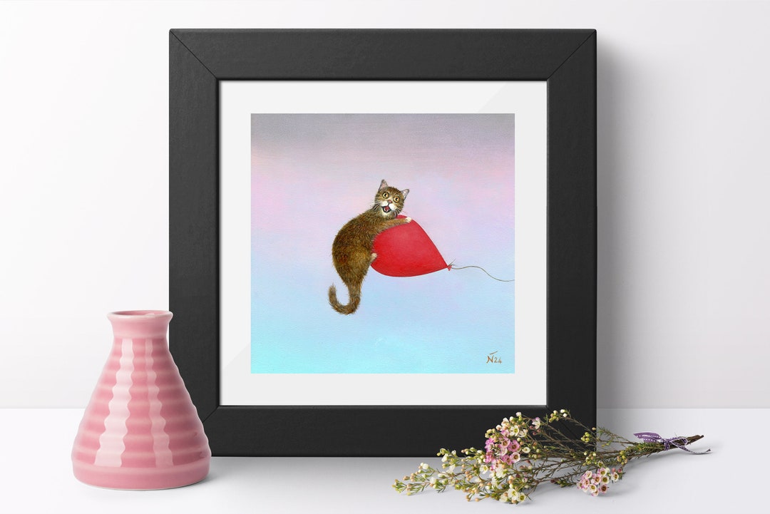 Cat Art Print, Quirky Cat Art, Quirky Wall Art, Pet Art, Animal Art ...