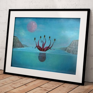 Octopus Art Print, Octopus Illustration, Bumblebee Print, Bumble Bee ...