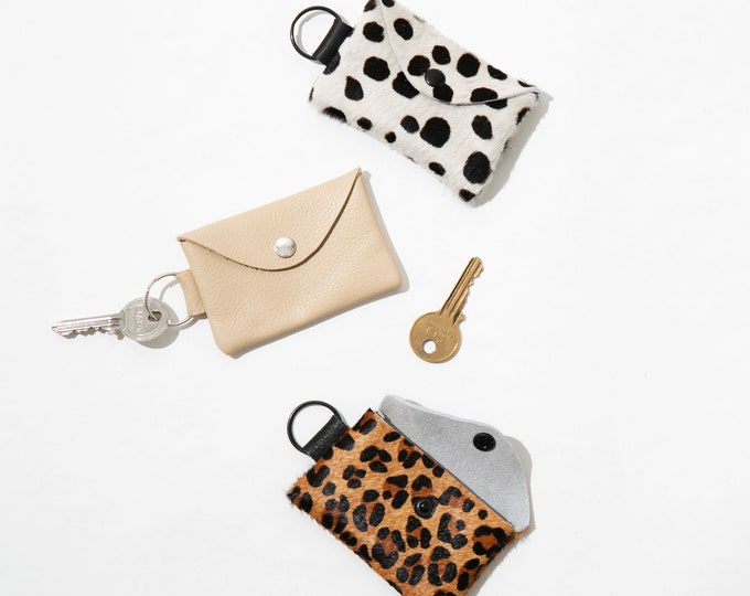 Leather Coin Bag Keychain // Coin Purse Key Chain // Keyring // Leather ...