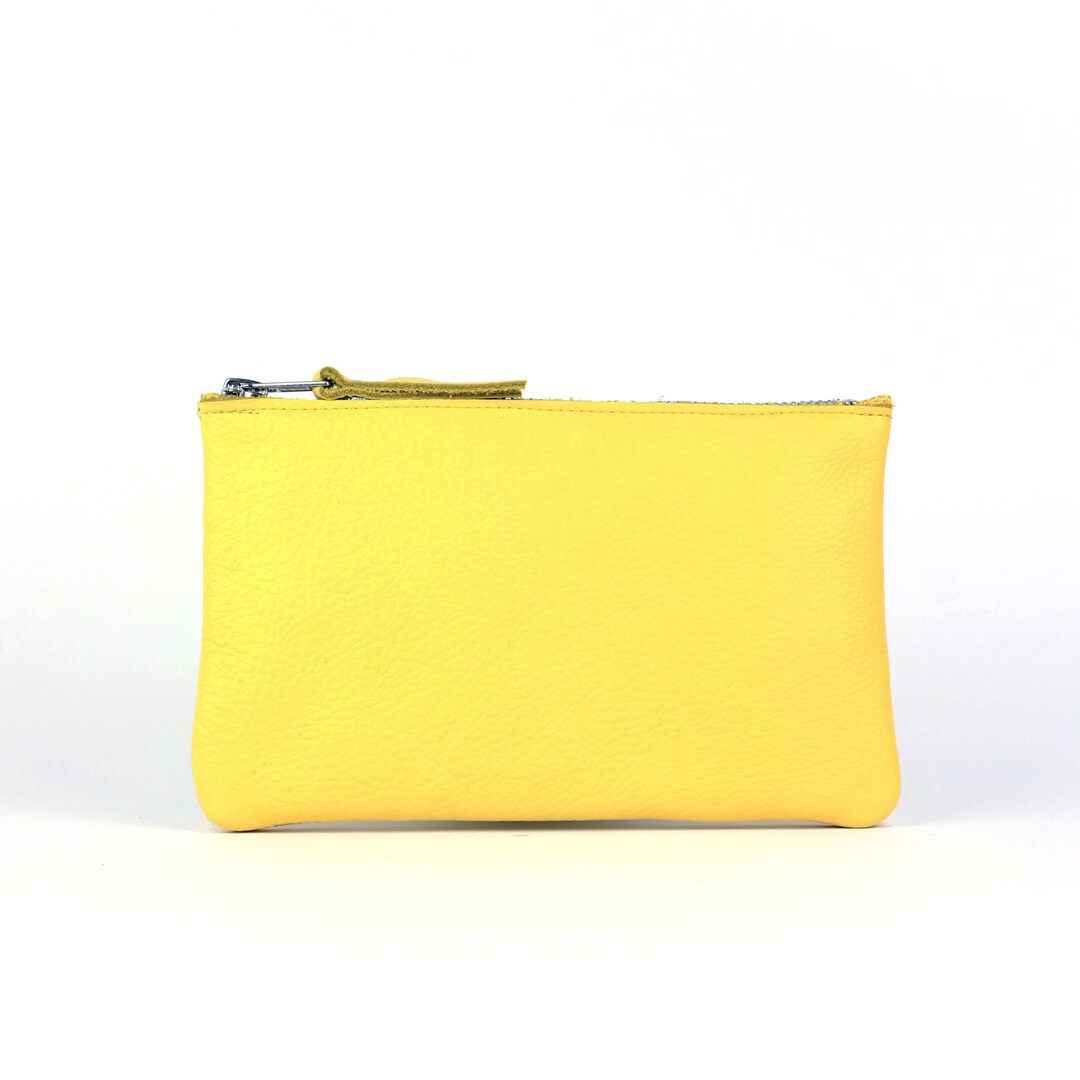 Lemon Yellow Leather Purse // Small Leather Pouch, Personalized Gift ...