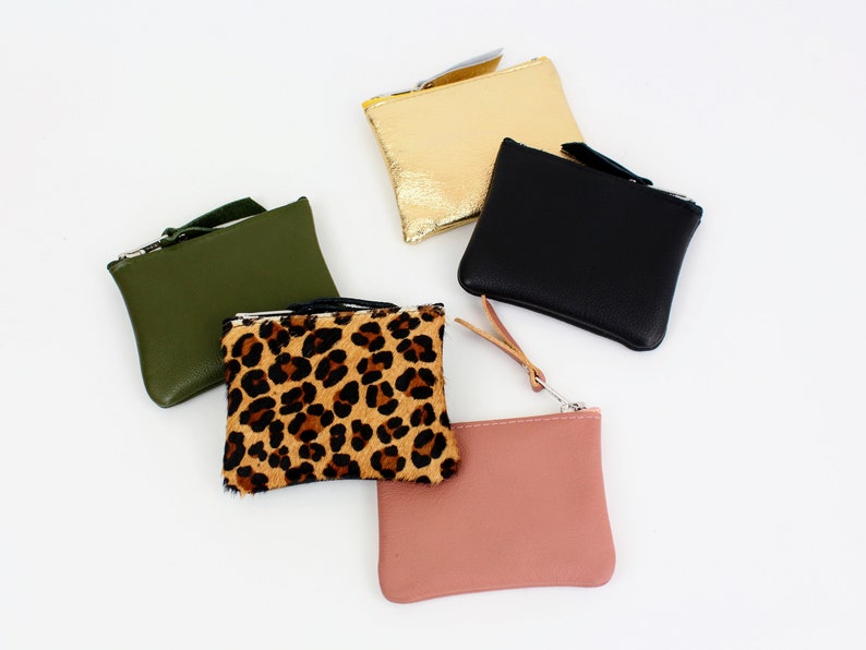 Leopard Print Leather Coin Pouch // Coin Purse personalized | Etsy