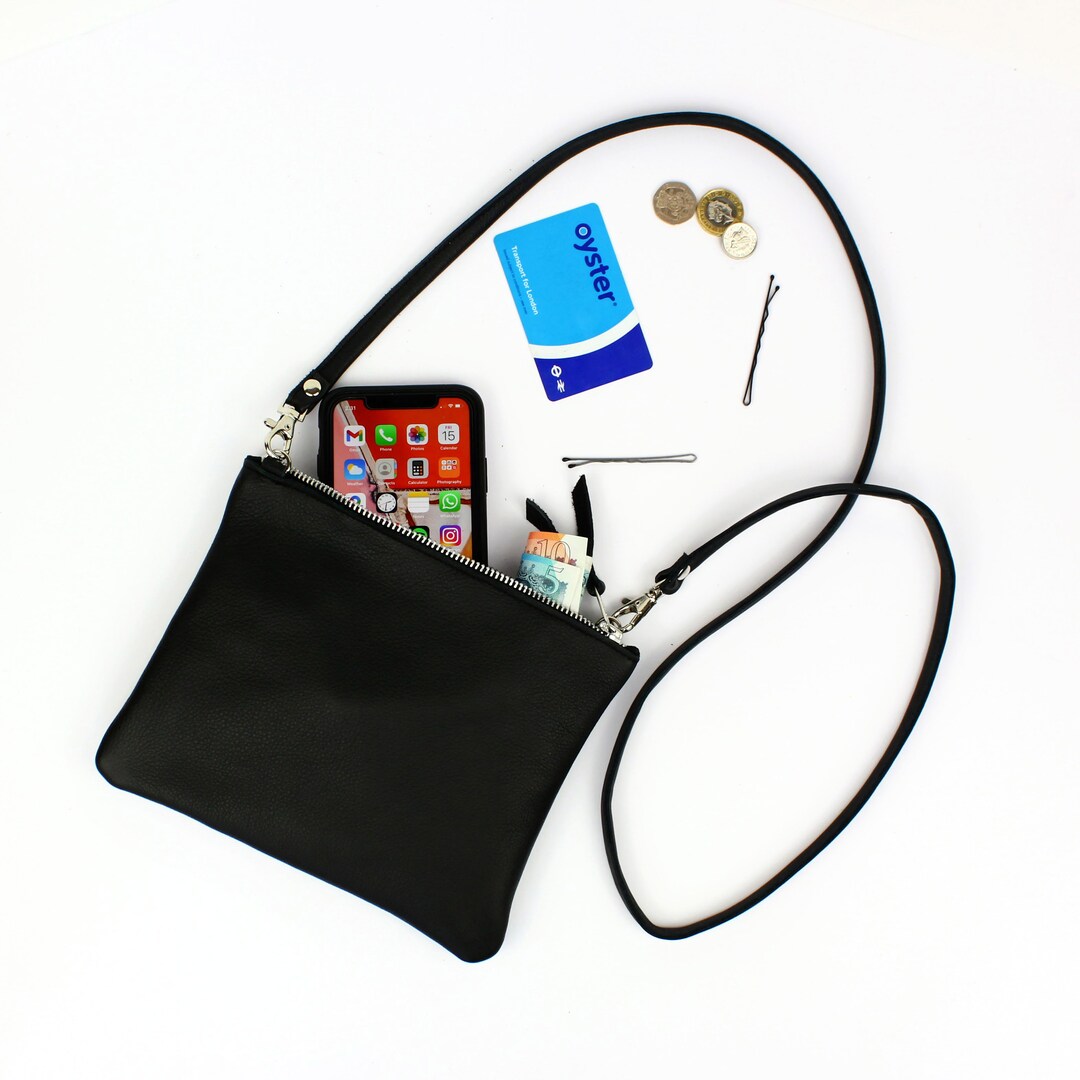 Black Leather Shoulder Bag // Small Black Leather Crossbody Purse ...