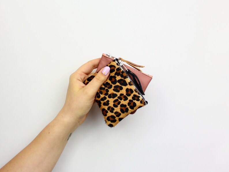 Leopard Print Leather Coin Pouch // Coin Purse personalized | Etsy
