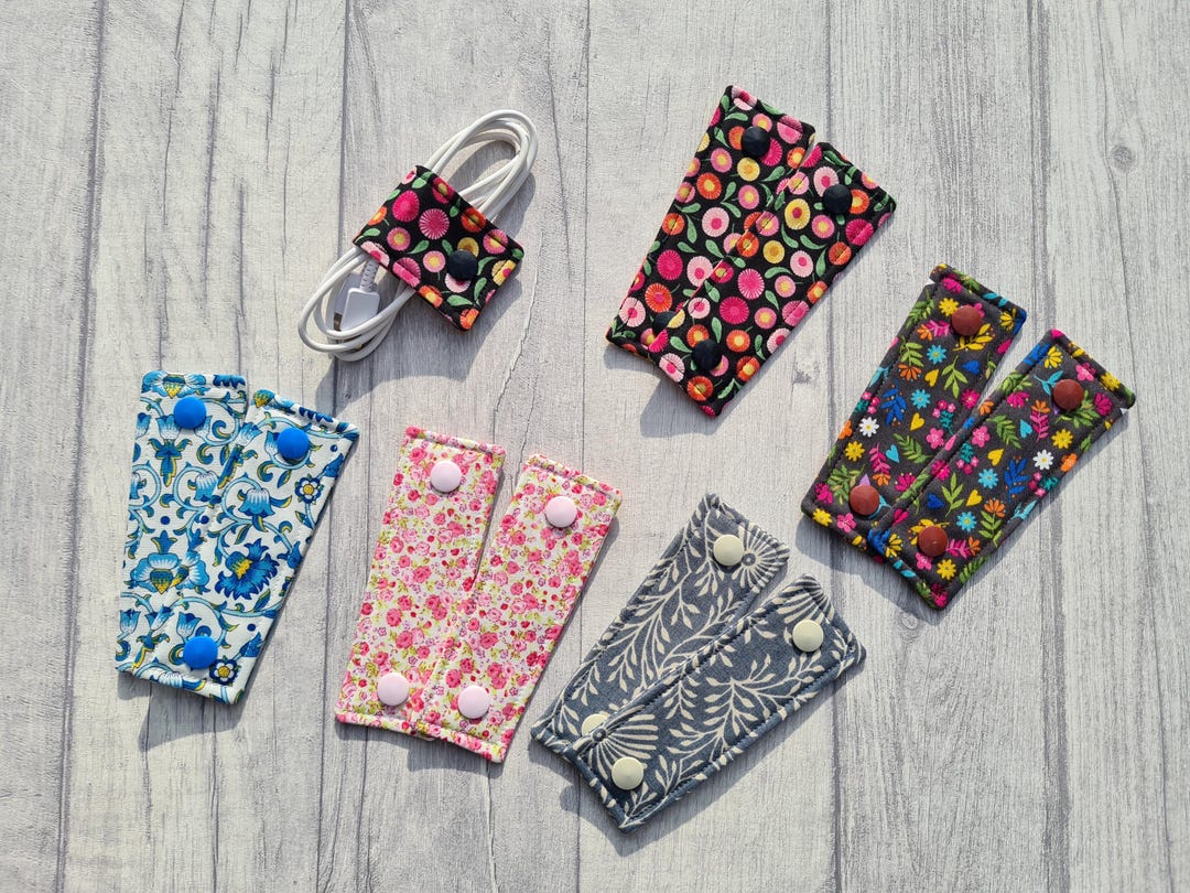 2 X Cable Tidy Cable Organiser Fabric Cable Tidy Phone Headphones ...