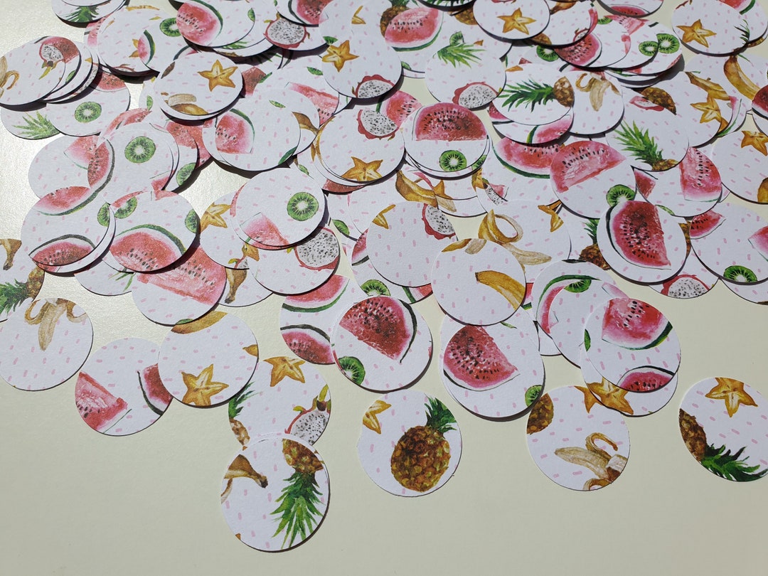 Tropical Fruit Food Confetti Round Circle Handmade Table Decoration ...
