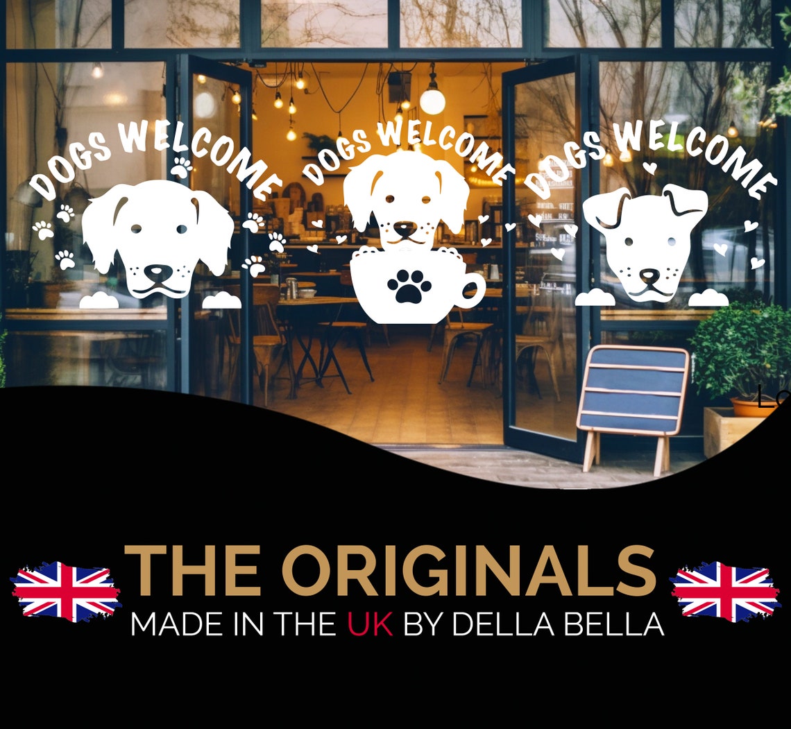 Dogs Welcome Window Stickers Pet Friendly Sign Waterproof Self Adhesive ...