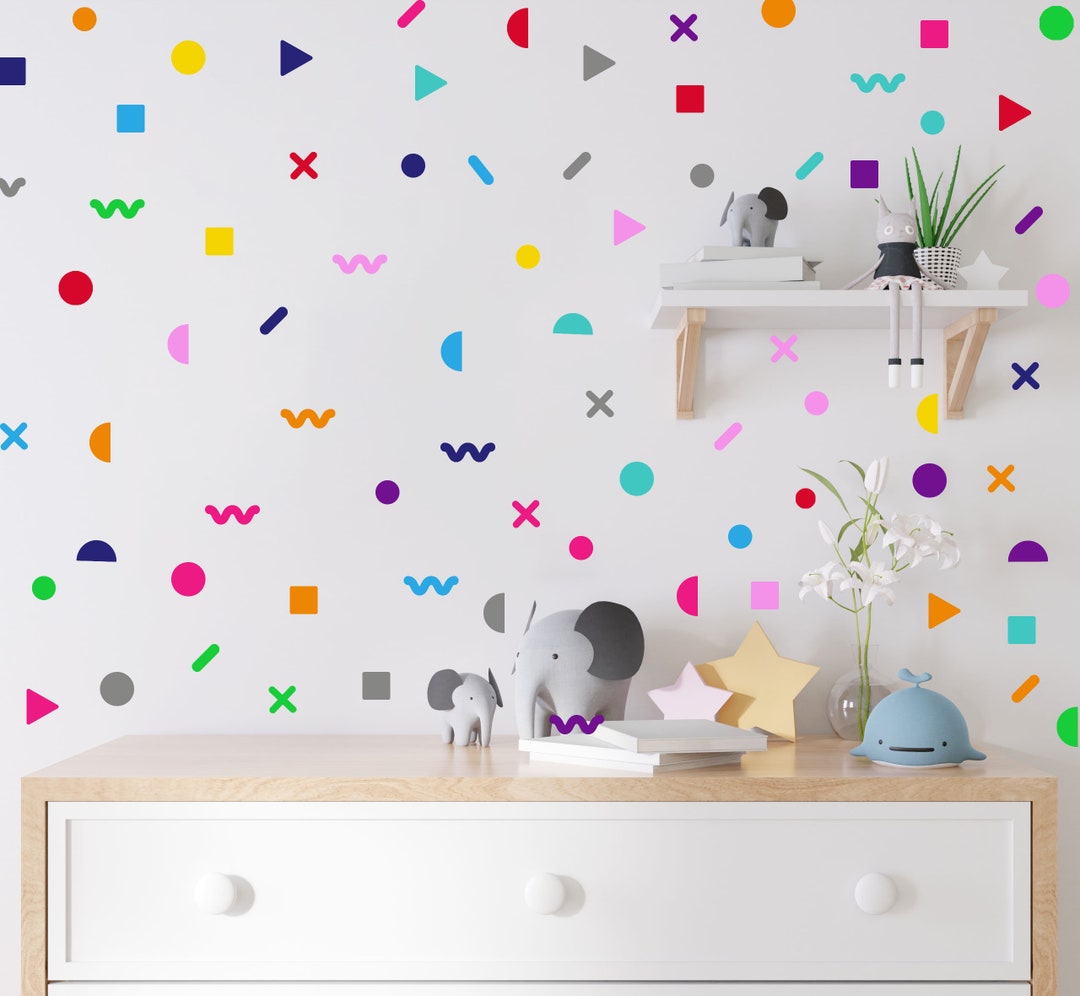 Polka Dot Wall Stickers Mix Shapes Geometric Stickers 80s Retro Decals ...