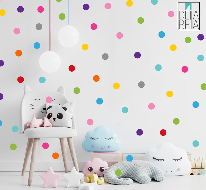 Polka Dot Wall Stickers 110x Rainbow Spots Dots Decals 5cm 2 | Etsy