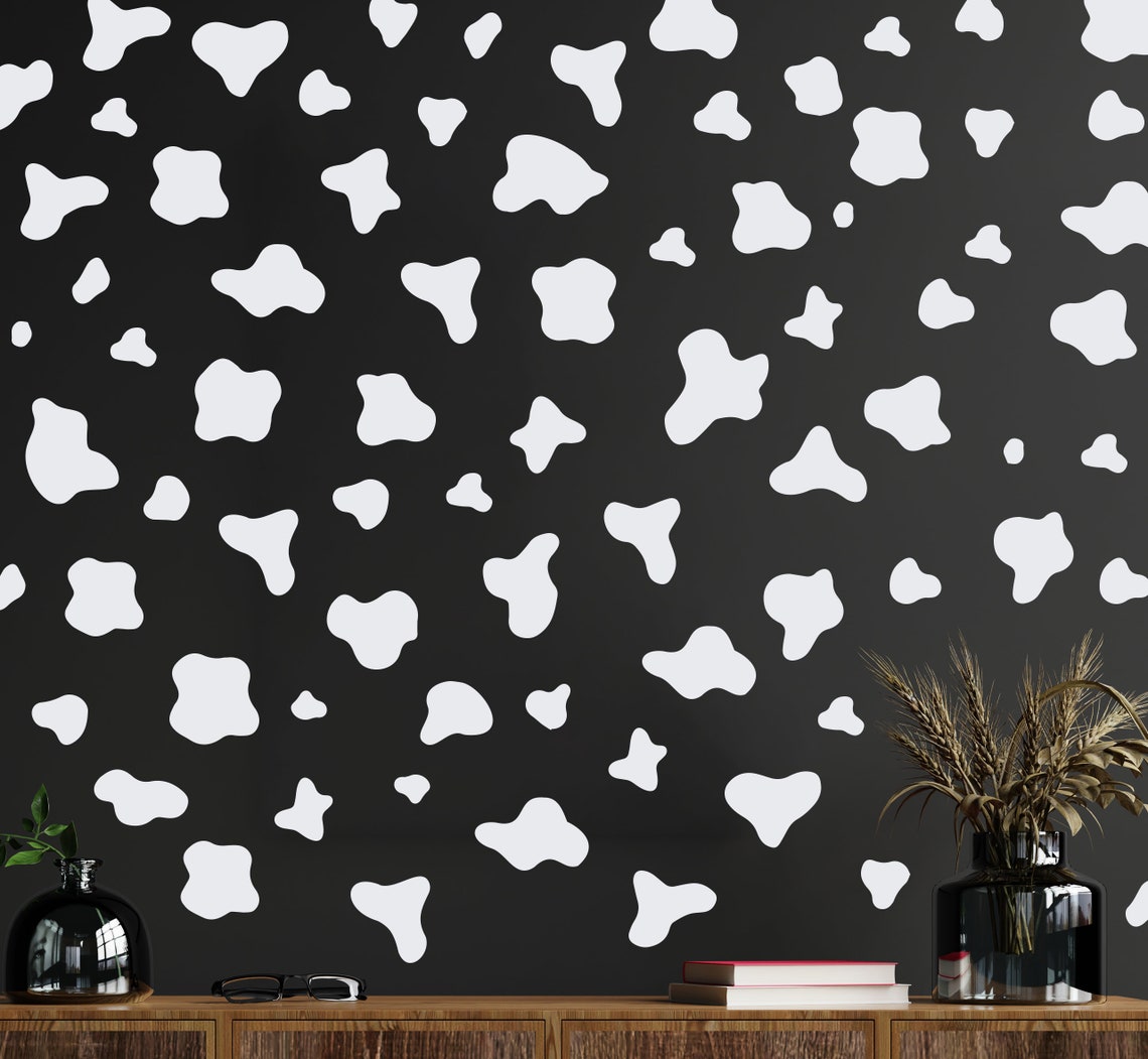 Cow Print Spots Wall Stickers Animal Decor Dot Decal Vinyl Decals Peel ...