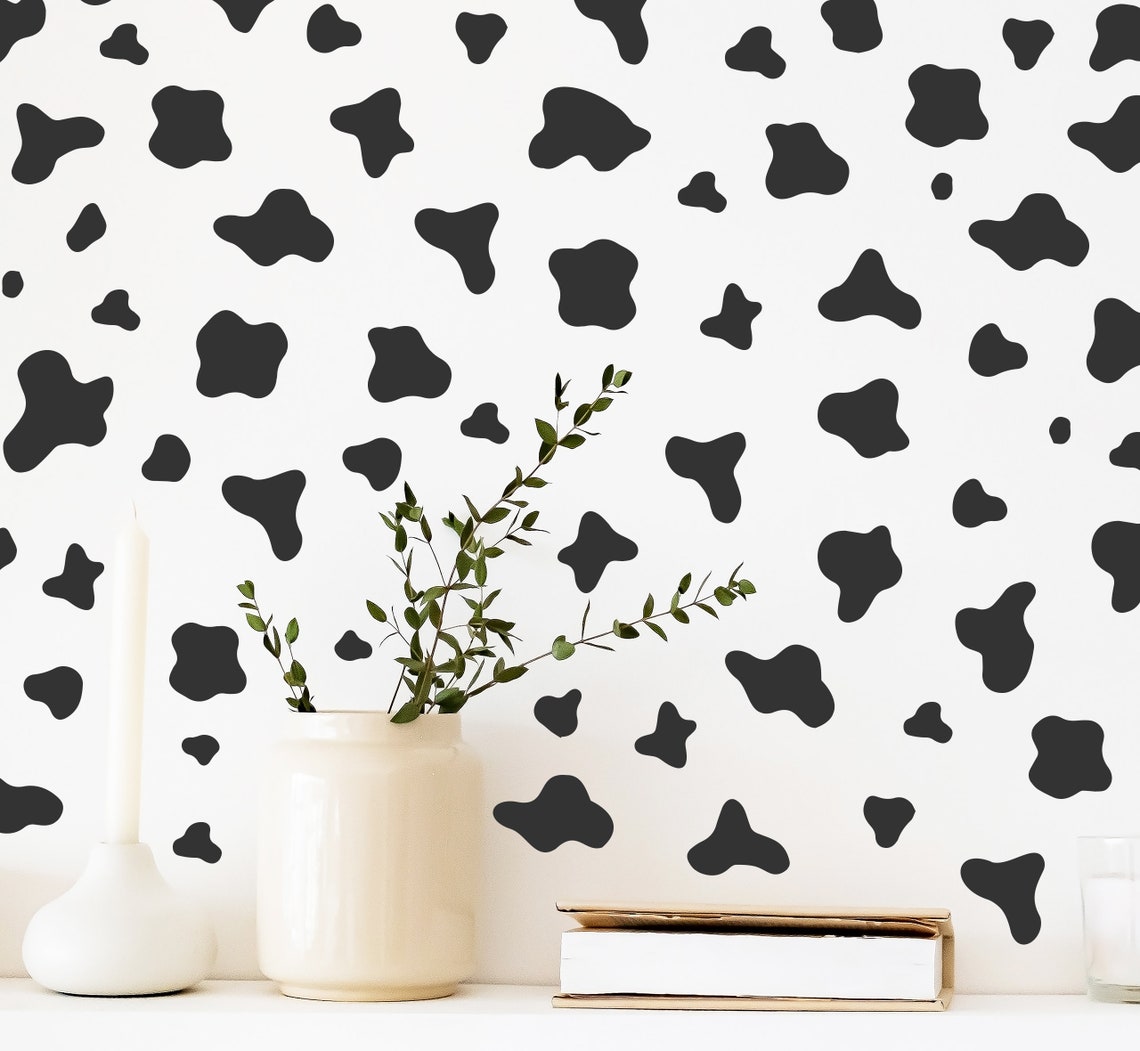 Cow Print Wall Stickers 142x Black Cow Spot Decals Animal - Etsy