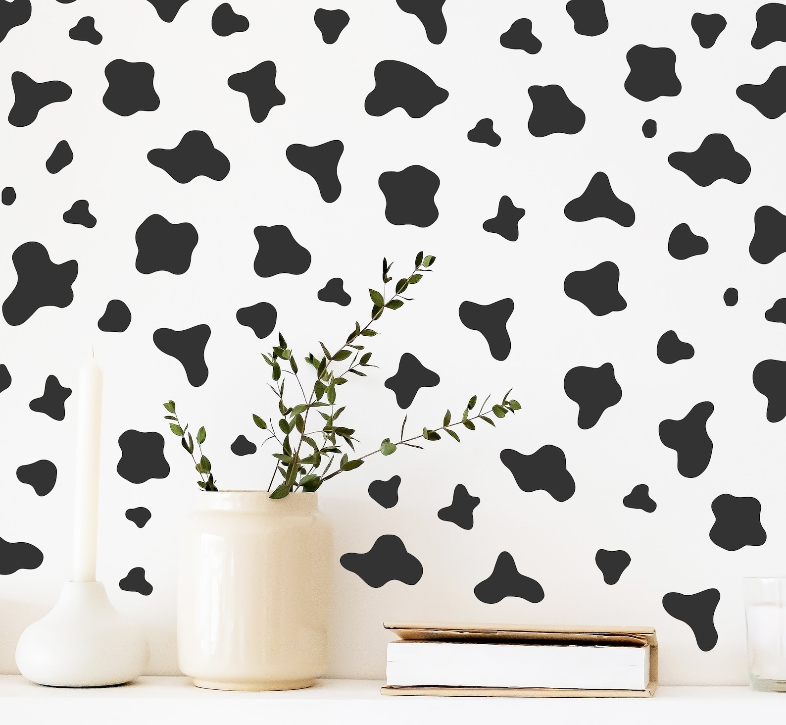 Cow Print Wall Stickers 142x Black Cow Spot Decals Animal - Etsy