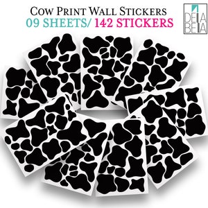 Cow Print Wall Stickers 142x Black Cow Spot Decals Animal Decor Girls ...