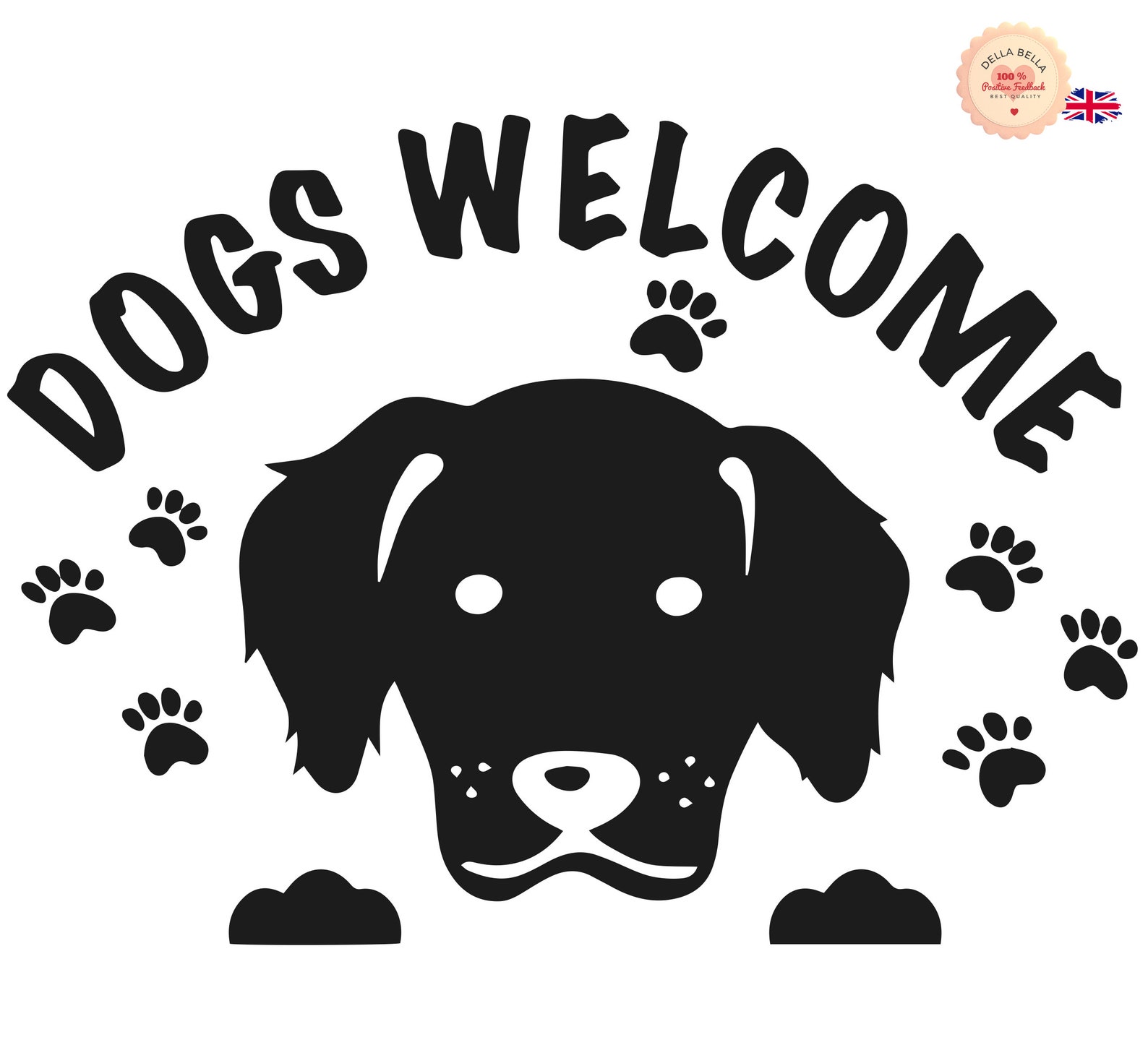 Dogs Welcome Sticker Window Waterproof Pet Friendly Self Adhesive Vinyl ...