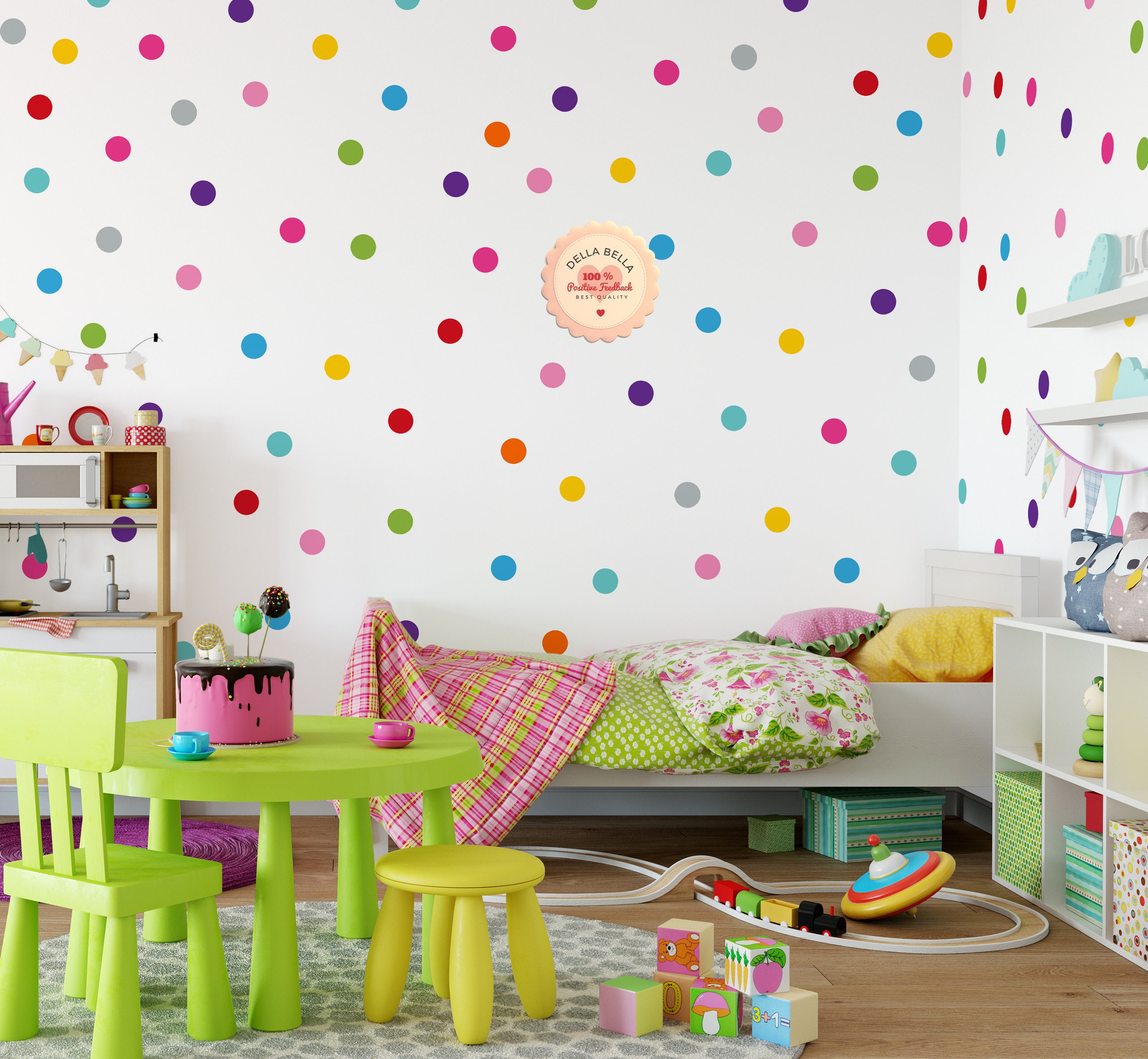 Polka Dot Wall Stickers 110x Rainbow Spots Dots Decals 5cm 2 | Etsy