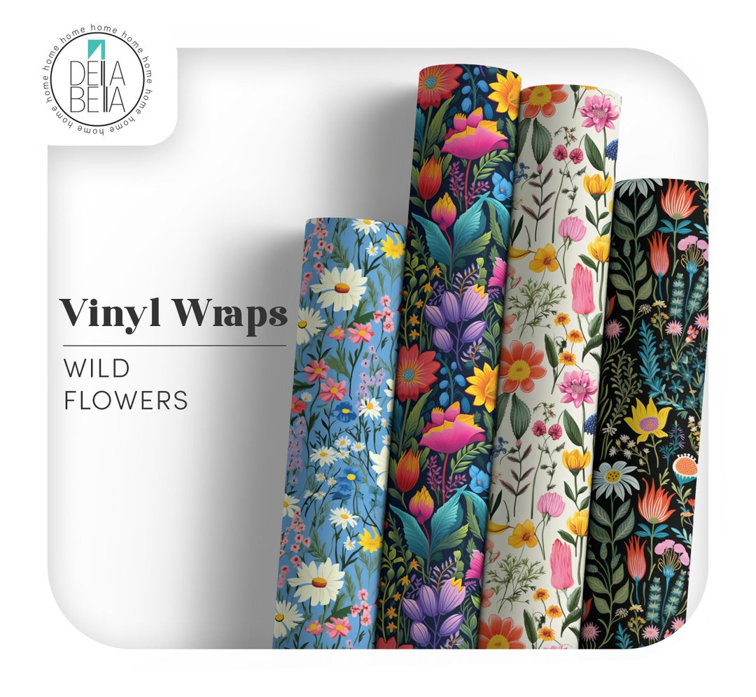 Peel and Stick Back Vinyl Wrapping for Furniture Wild Flowers DIY Home ...