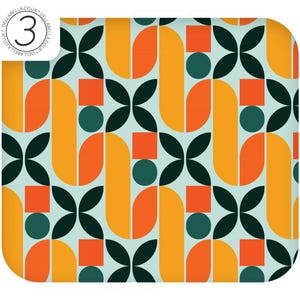 Retro Geometric Vinyl Wrap for Furniture, Peel and Stick 70s Style ...