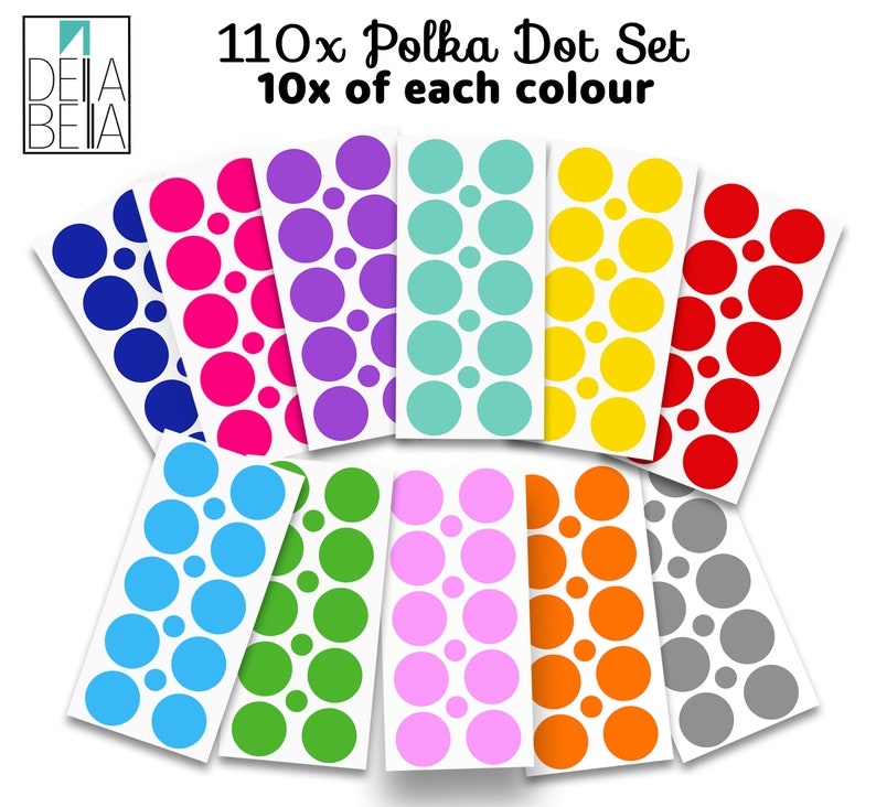 Polka Dot Wall Stickers 110x Rainbow Spots Dots Decals 5cm (2 Inches ...