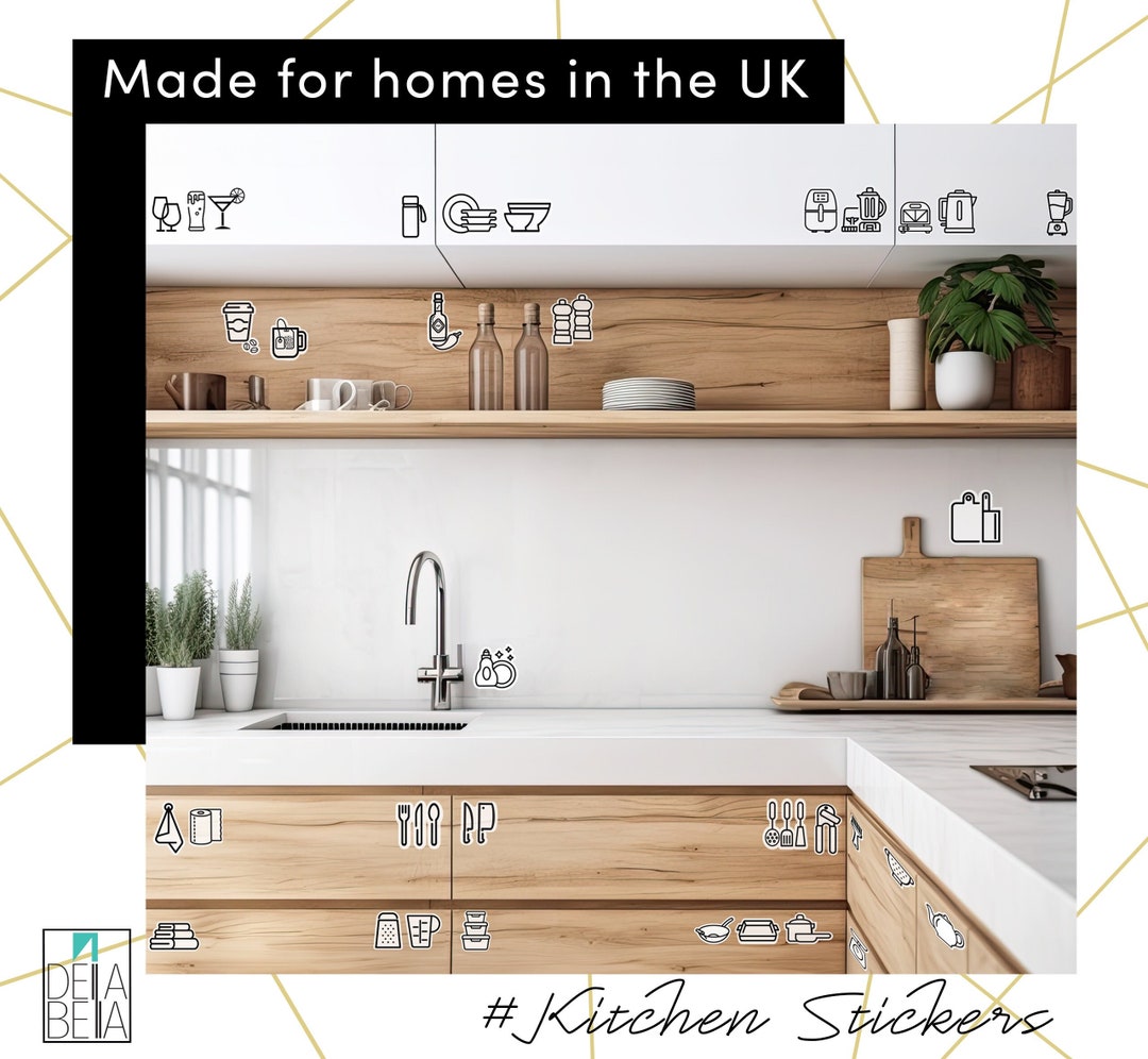 Kitchen Stickers Home Organization Utensil Icons Elegant Decals ...