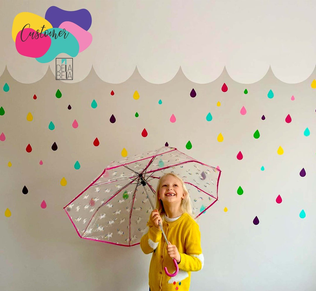Raindrop Wall Sticker 88 Pcs Rainbow Colours Baby Room Kids Bedroom ...