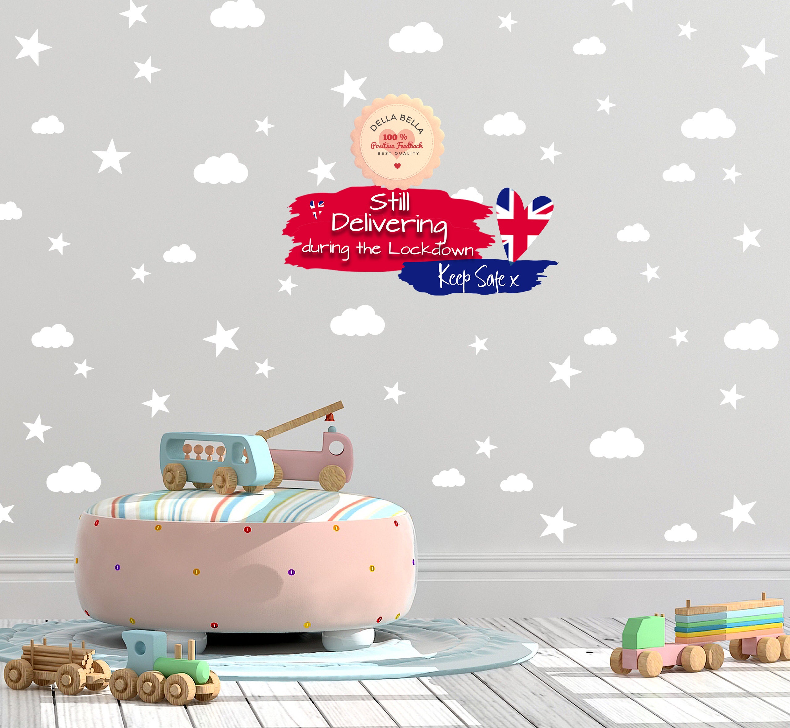 Cloud Decorative Stickers 130x Clouds Stars Stickers Baby | Etsy